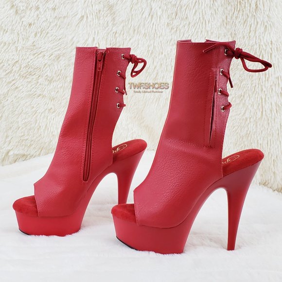 Pleaser | Shoes | Red Platform Ankle Boots | Poshmark